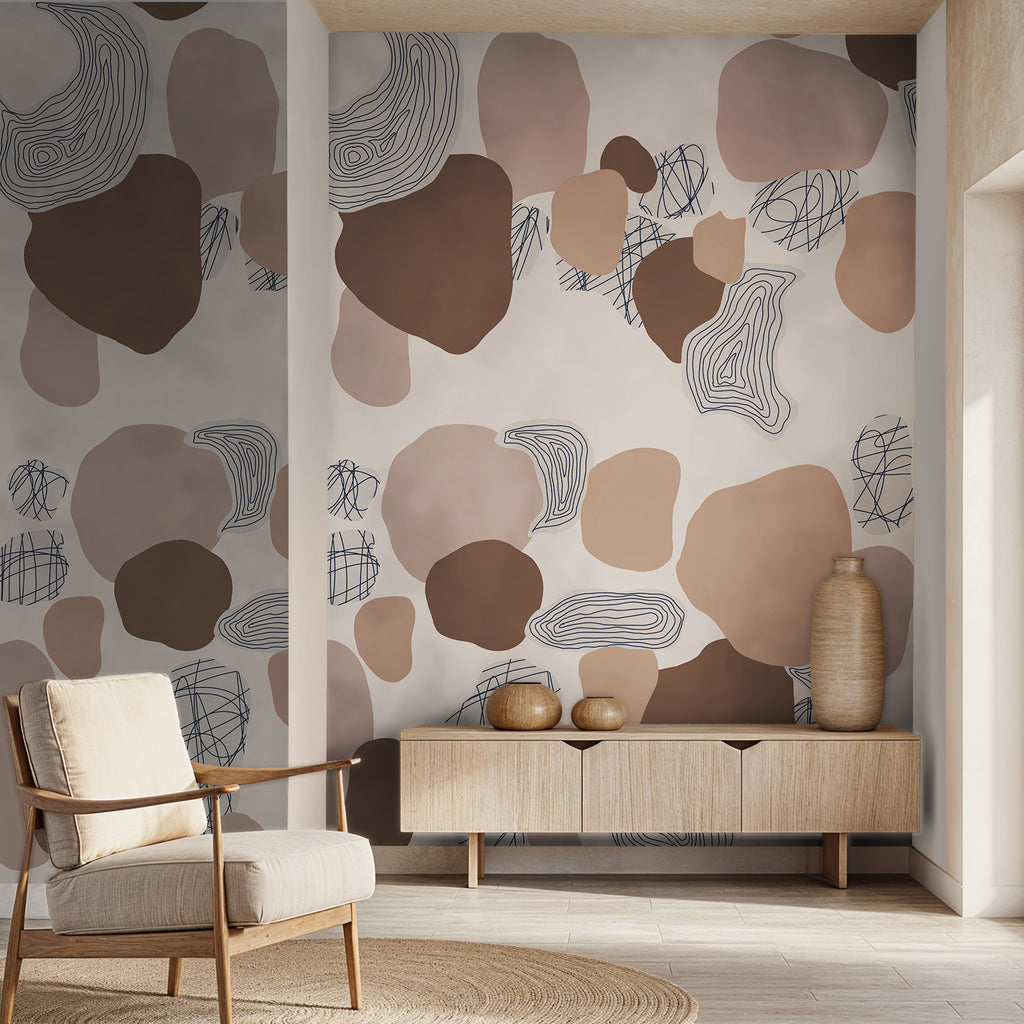 Pebble Mosaic Mocha Mist Abstract Customised Wallpaper | Lifencolors – Life n Colors