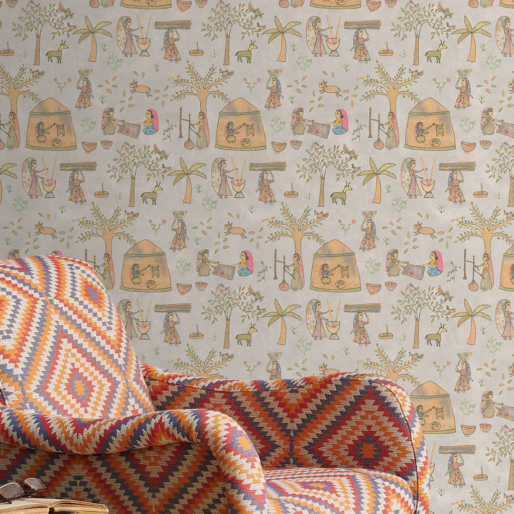 Mithila, Sujani Art Wallpaper | Life n Colors | Sand Colors