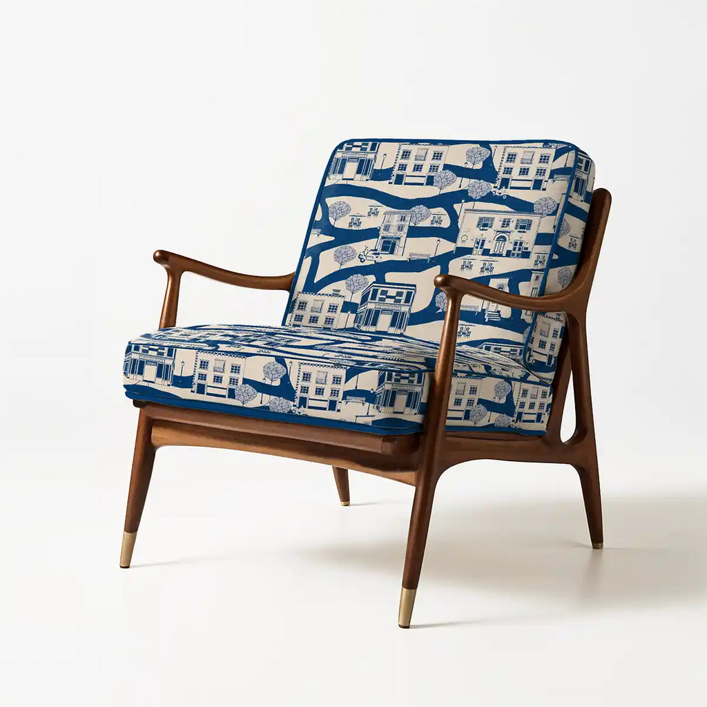 A French Town Indigo Blue Sofa and Chairs Upholstery | Life n Colors