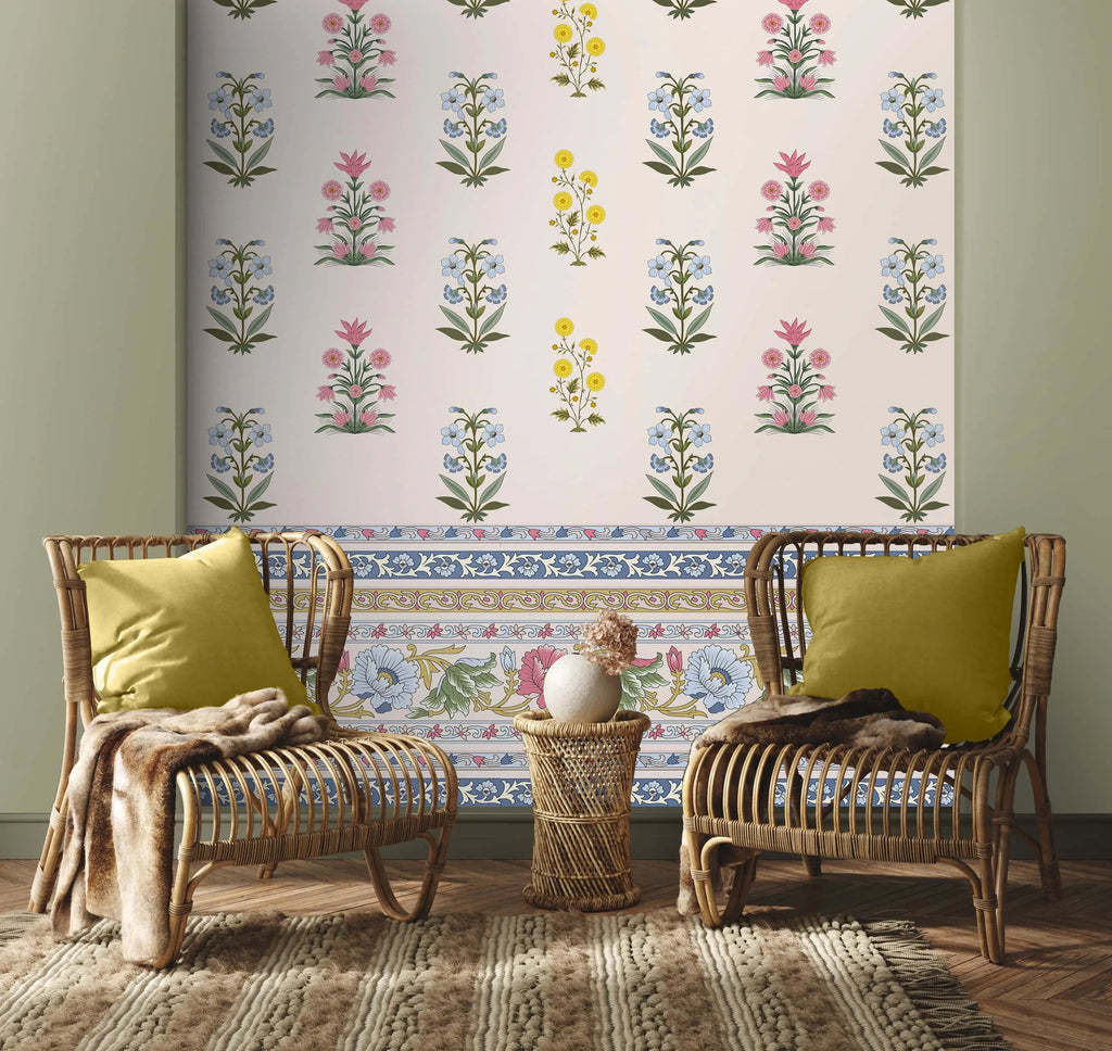 Kesari Blossom Indian Motifs Room Wallpaper | Life n Colors