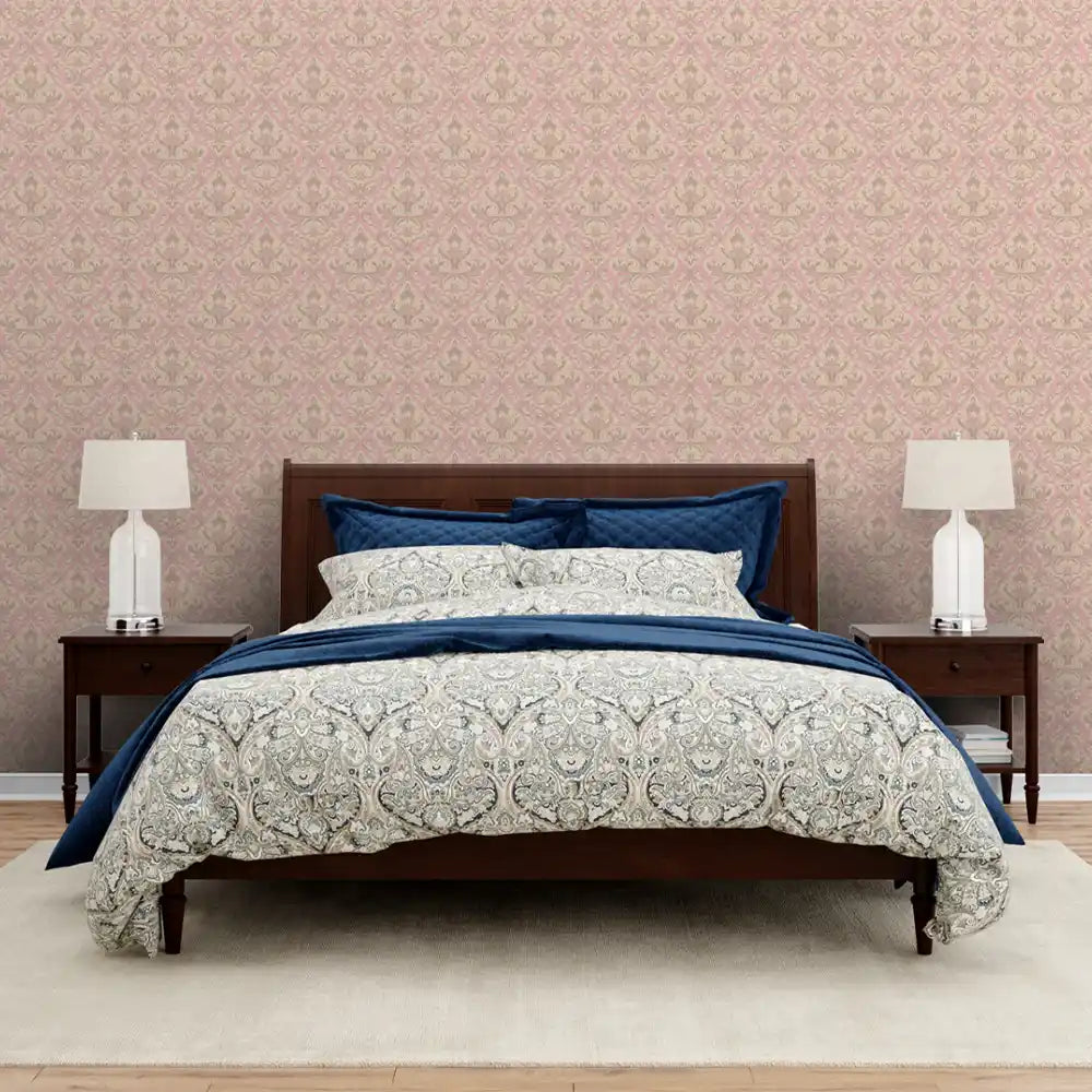 Royale Design Wallpaper Roll in Vanilla & Pink Color | Life n Colors