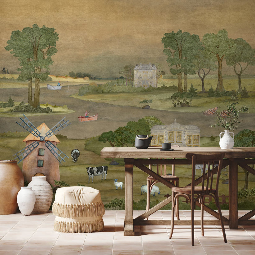 Vintage Look Country Side Wall Mural | Life n Colors