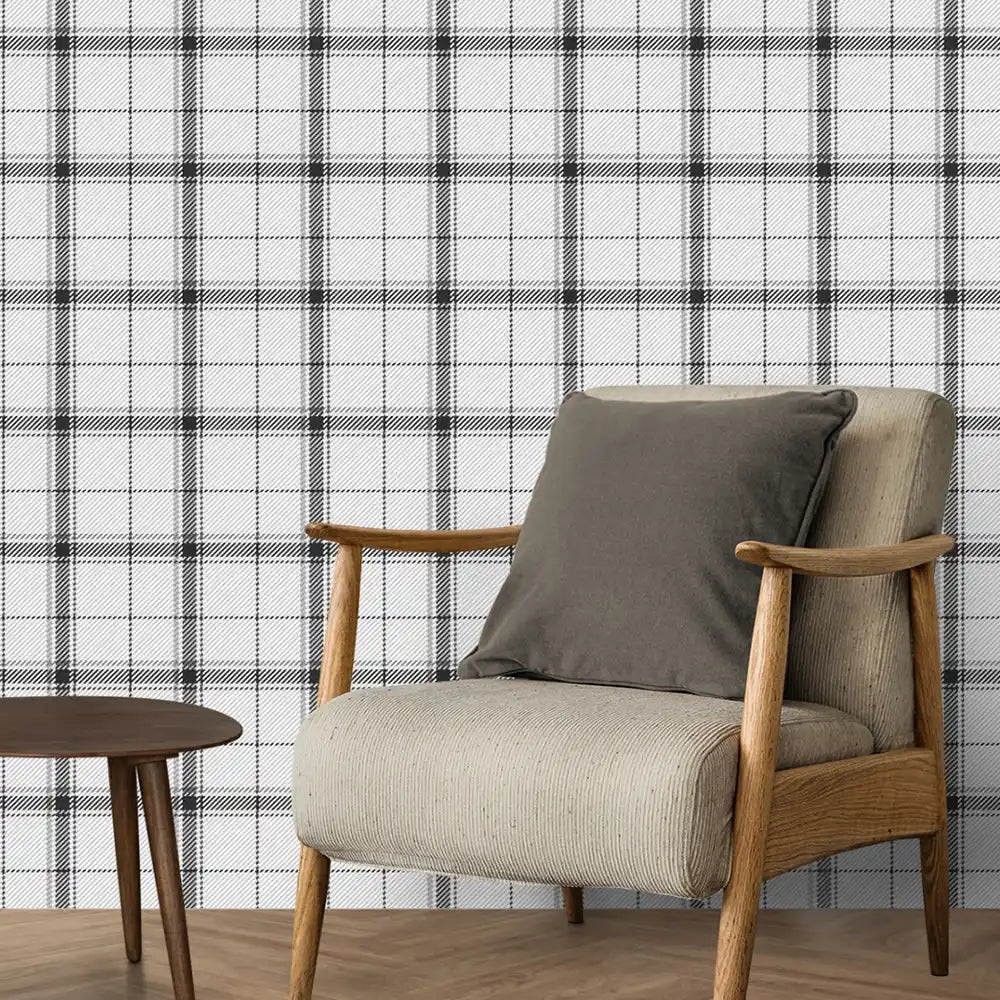 Tweed Design Wallpaper Roll in Black and white Color | Life n Colors