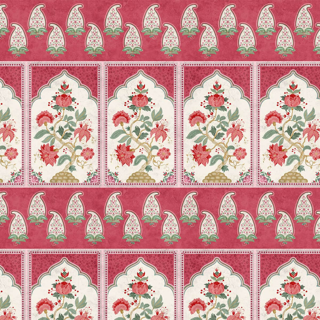 Dareecha, an Indian Design Wallpaper for Rooms, Red | lifencolors – Life n Colors