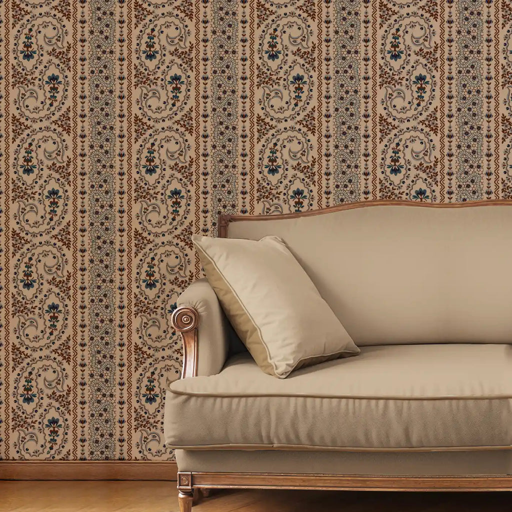 Naveli Indian Wallpaper Roll in Brown Color | Life n Colors