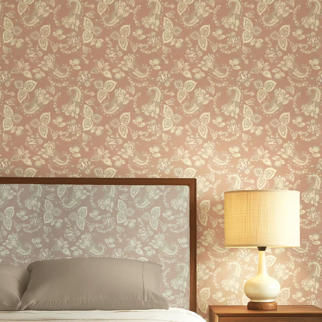 Cameo Floral Design Wallpaper Roll in Rust Color | Lifencolors – Life n ...