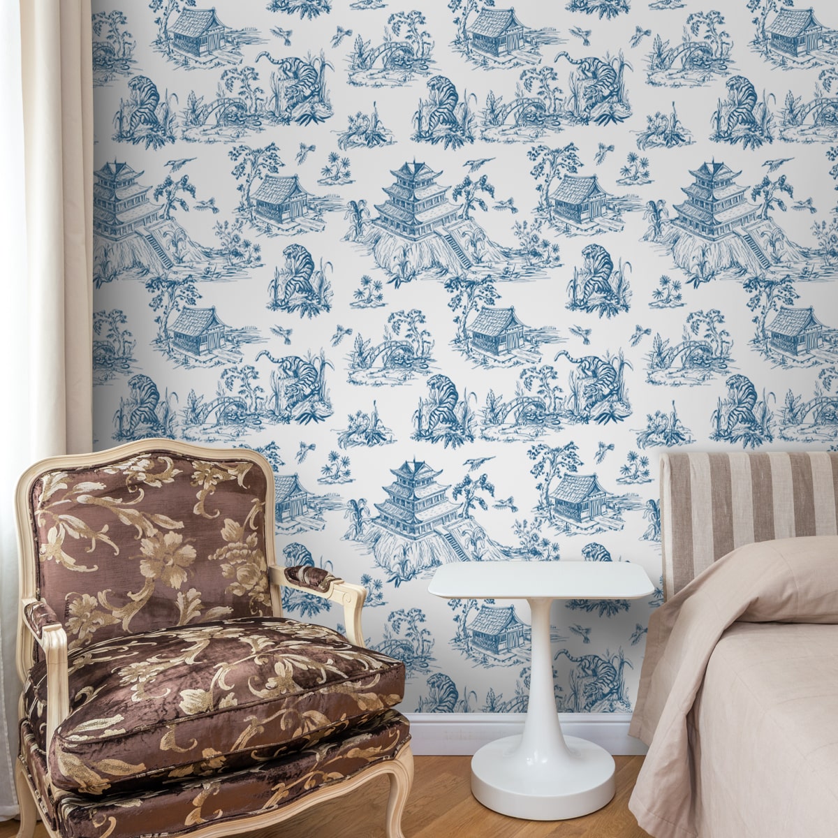 Classic Toile Charm, Room Wallpaper | lifencolors – Life n Colors