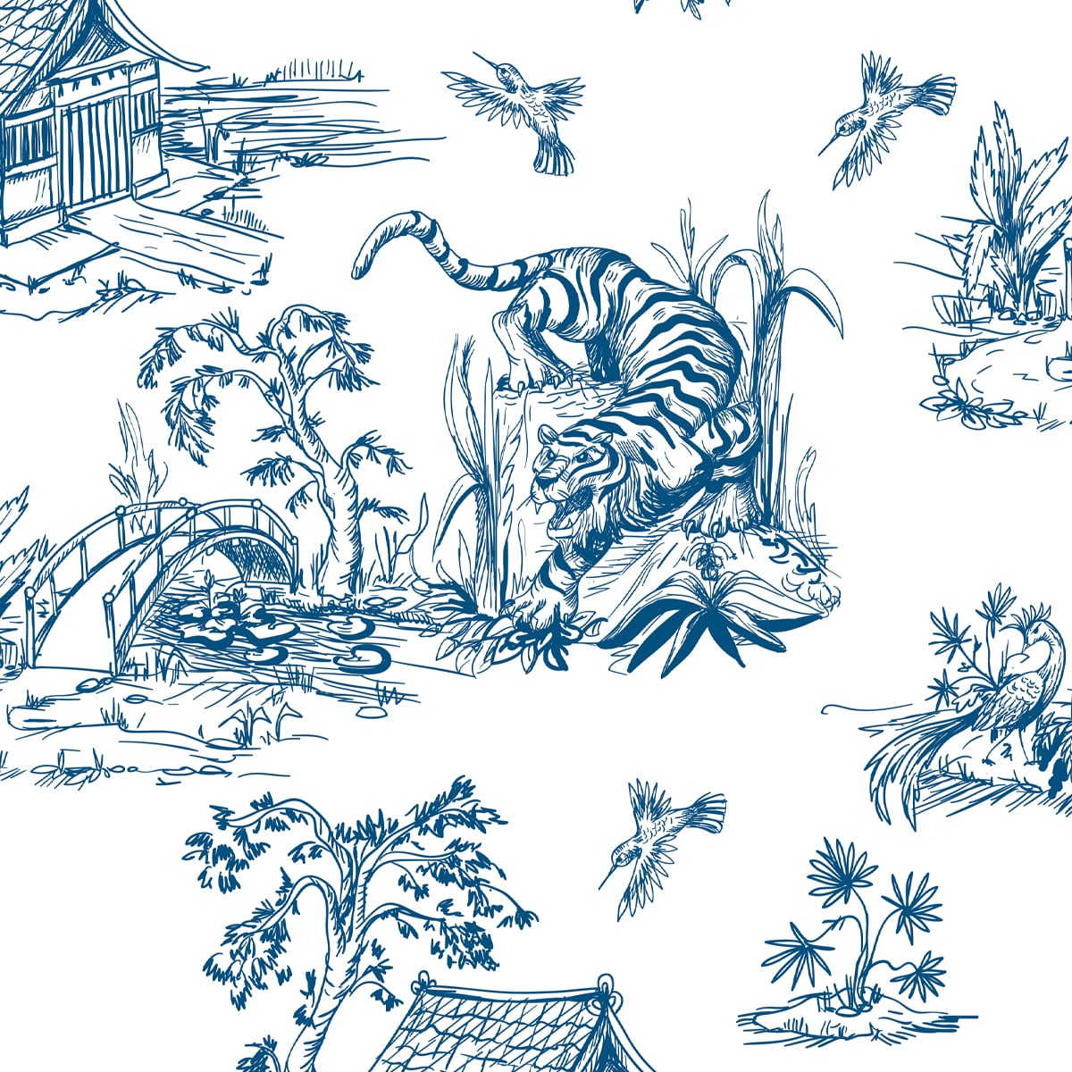 Classic Toile Charm, Room Wallpaper | lifencolors – Life n Colors