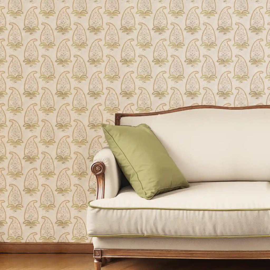Indian Paisley Wallpaper Roll in Sepia Color | Lifencolors – Life n Colors