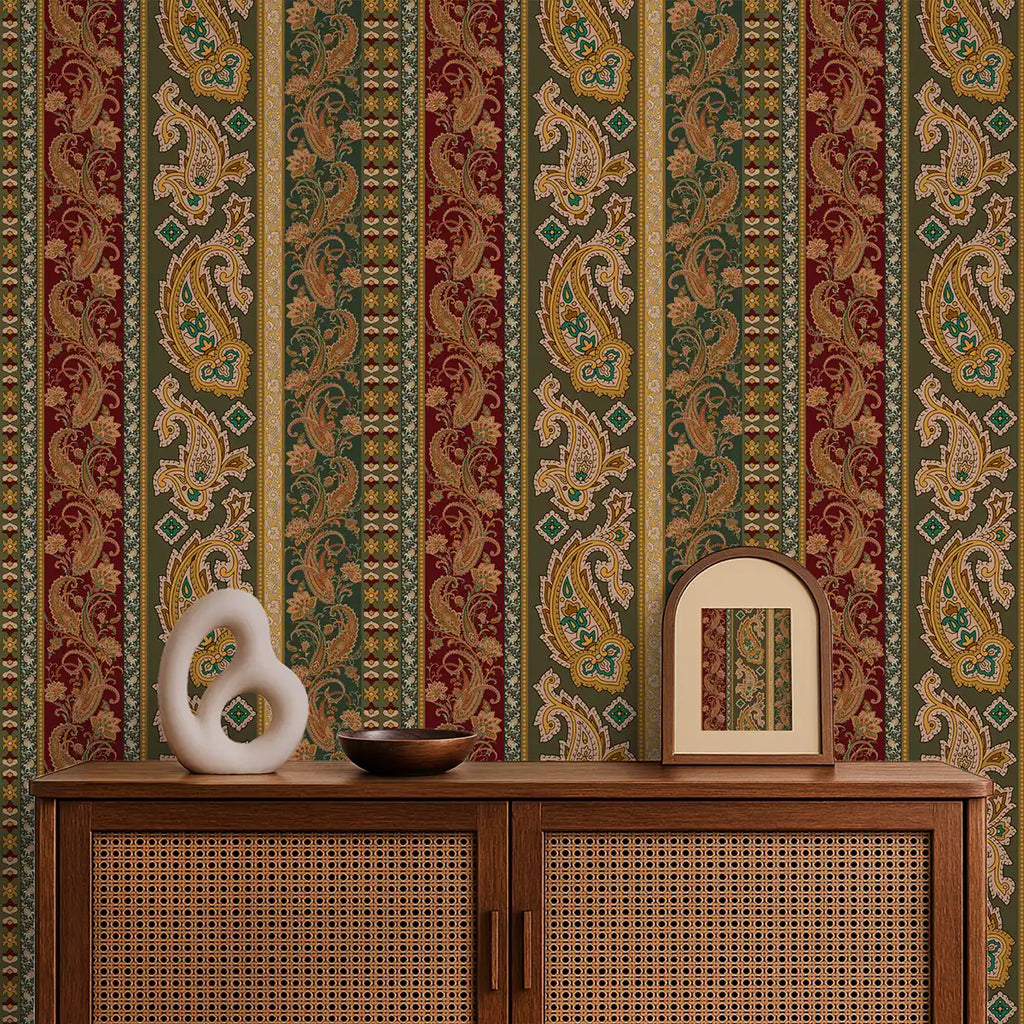 Kashida Stripes Wallpaper Roll | Indian Wall Design – Life n Colors