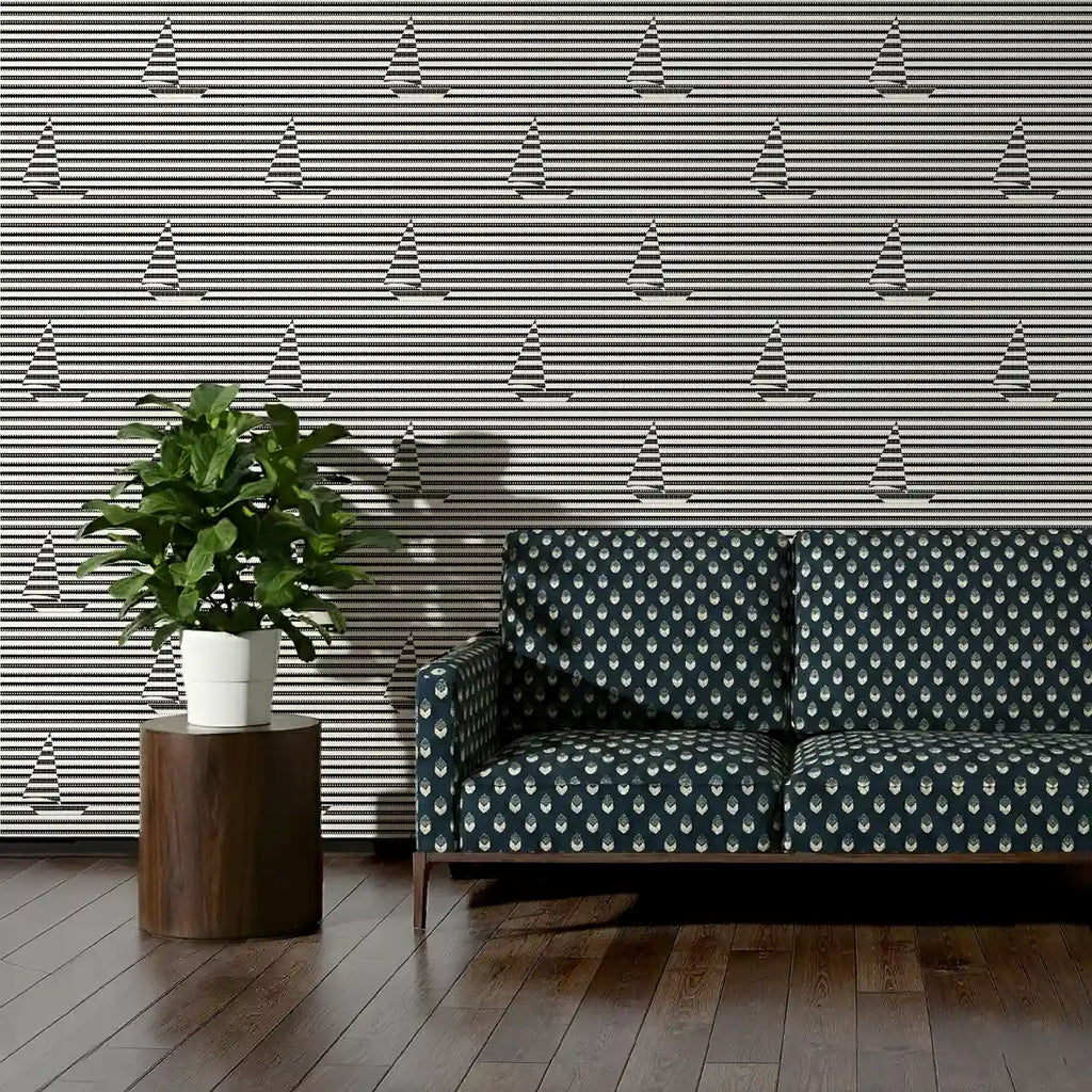 Kashti Abstract Strips pattern Design Wallpaper Roll | Lifencolors ...