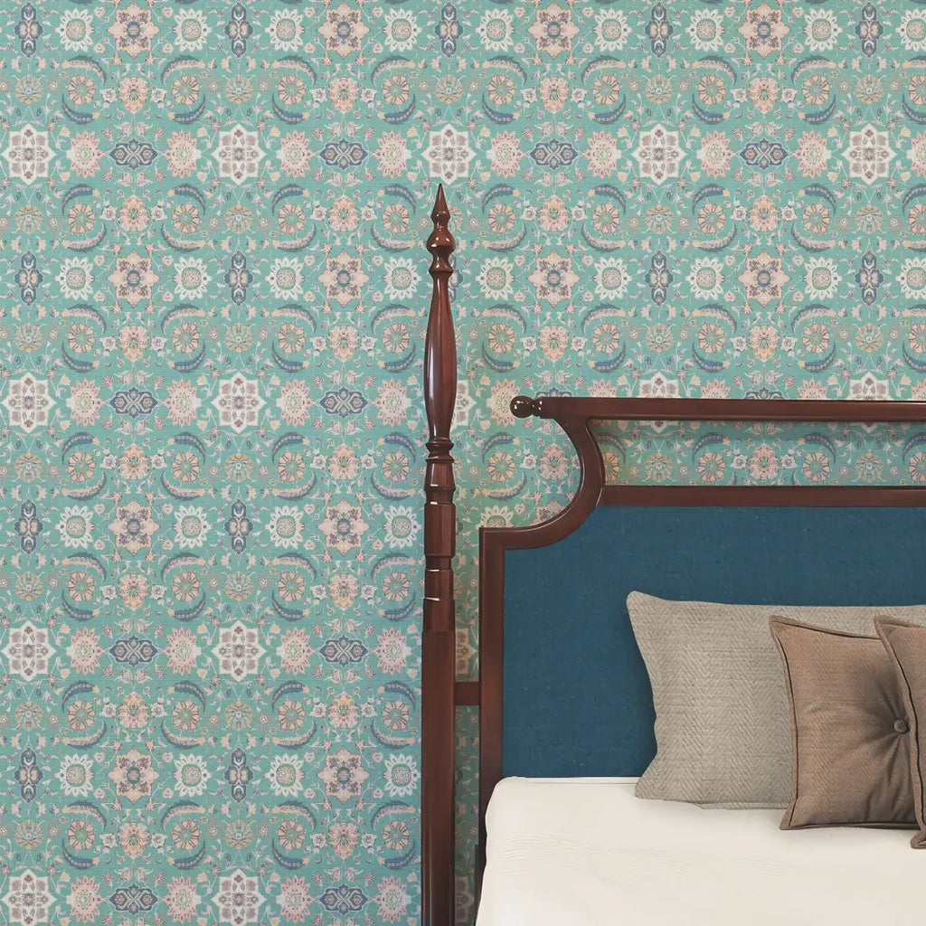 Khumar Indian Wallpaper Roll in Light Blue Color | Lifencolors – Life n ...