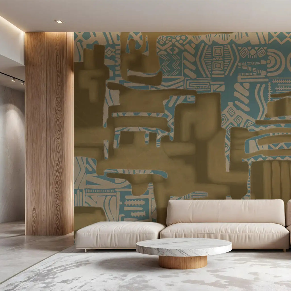 Kuba, Tribal Abstract Customised Wallpaper for walls, Blue – Life n Colors