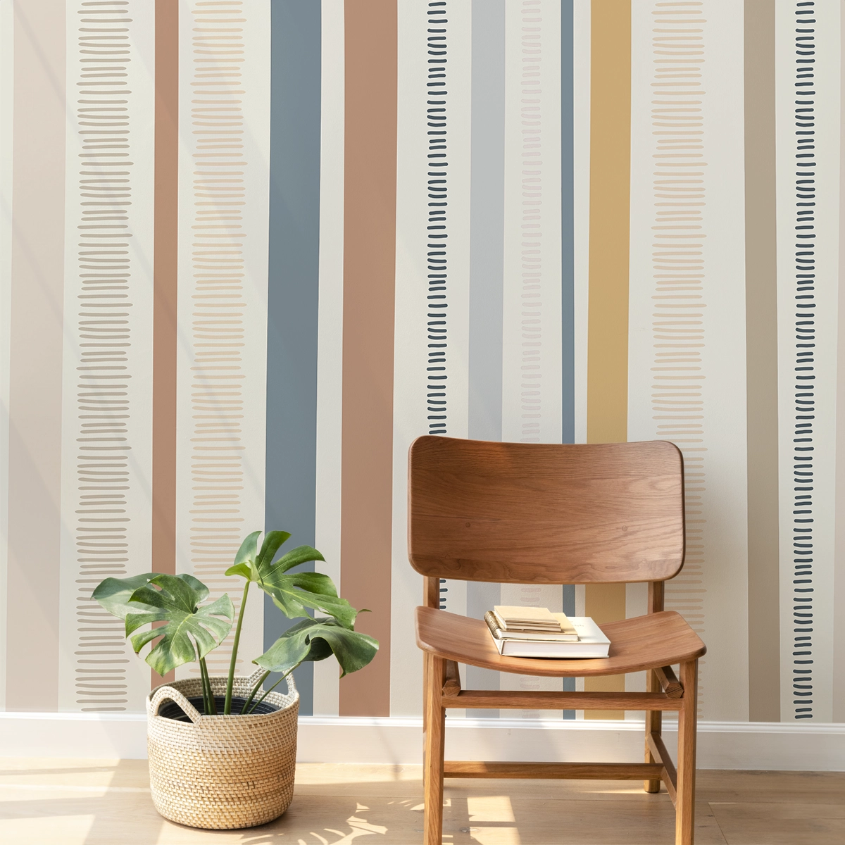 Linear Theme Abstract Modern Striped Wallpaper, Multicolor | Life n Colors