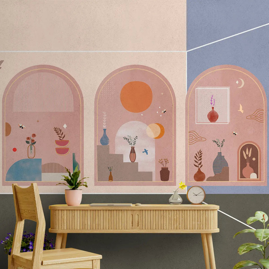 Contemporary Charm Abstract Theme Modern Wallpaper | Life n Colors