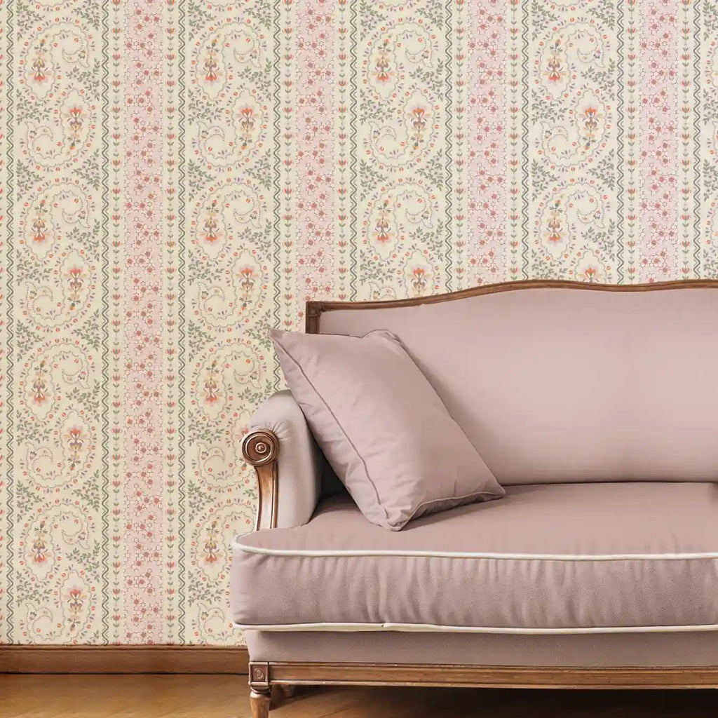 Naveli Indian Wallpaper Roll in Cream Color | Lifencolors – Life n Colors