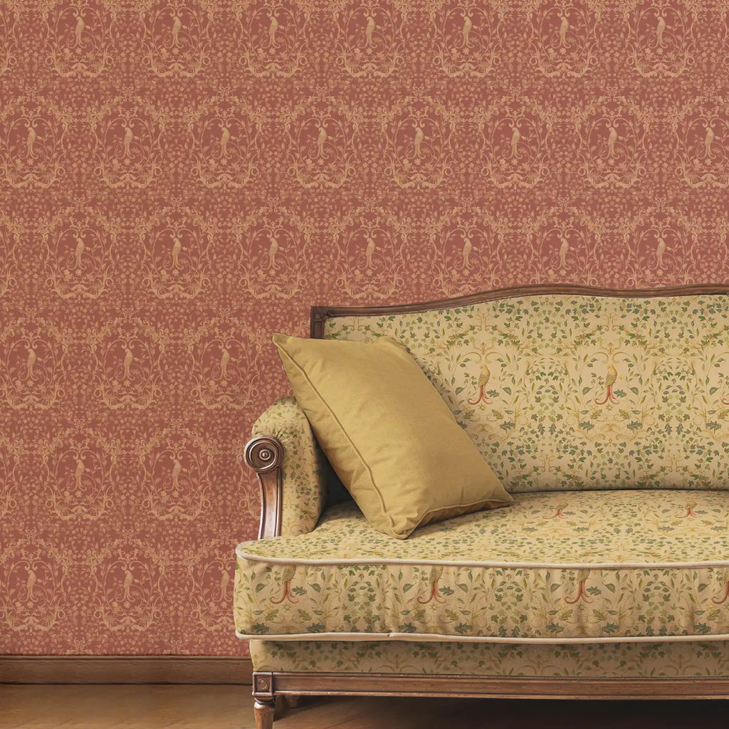 Shakh Terracotta Red Baroque Wallpaper | Life n Colors