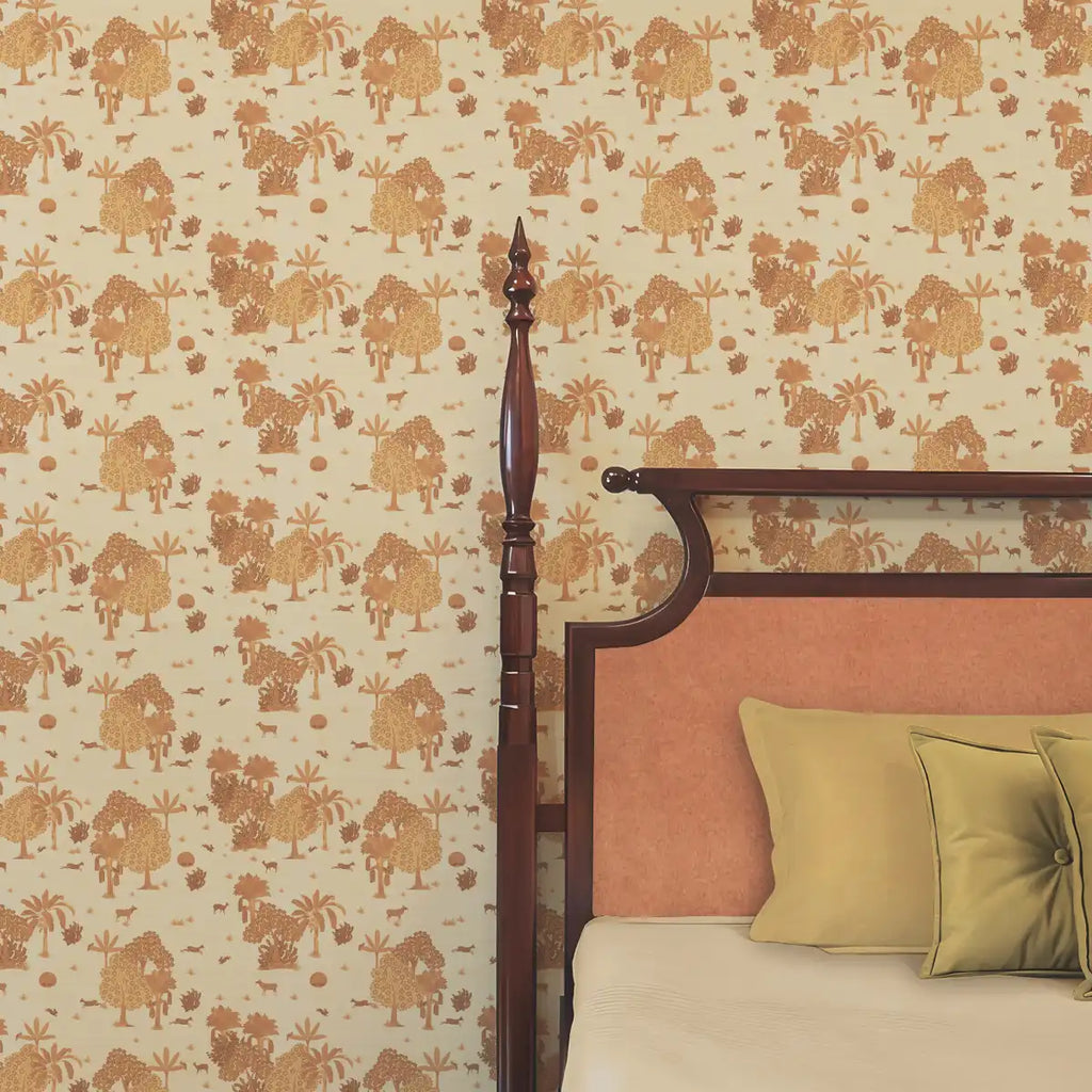 Taal Indian Wallpaper Roll in Terracotta Color | Lifencolors – Life n ...