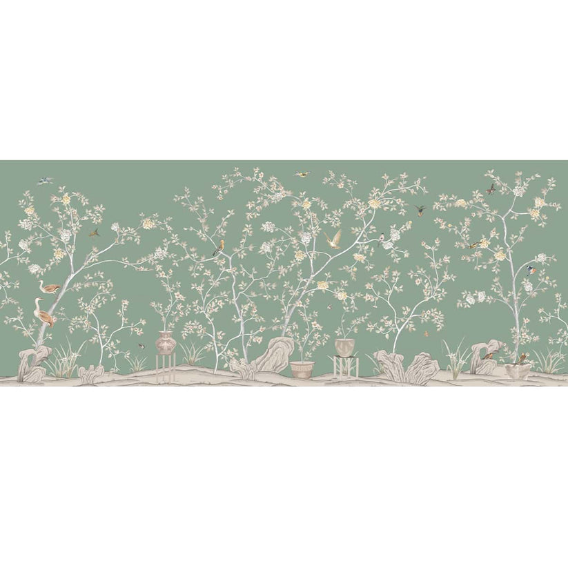 Verde Elegance Green Chinoiserie Wallpaper by Life n Colors