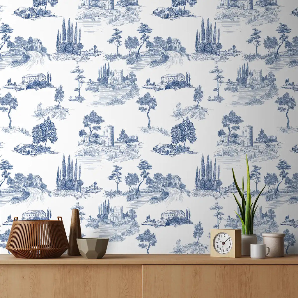 Chic Toile Design, Wallpaper for Wall | lifencolors – Life n Colors