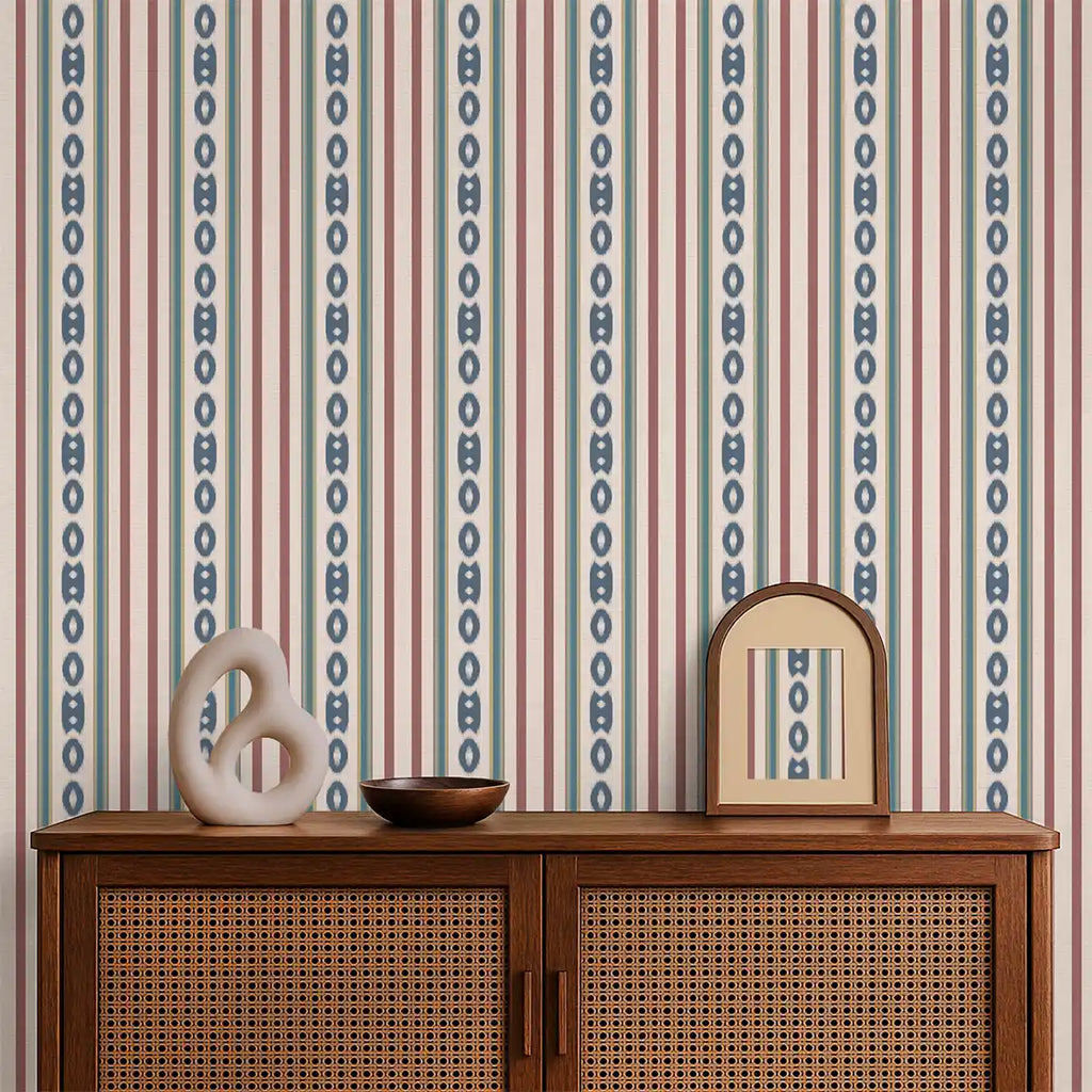 Classic Stripe Red & Blue Wallpaper Roll | Life n Colors