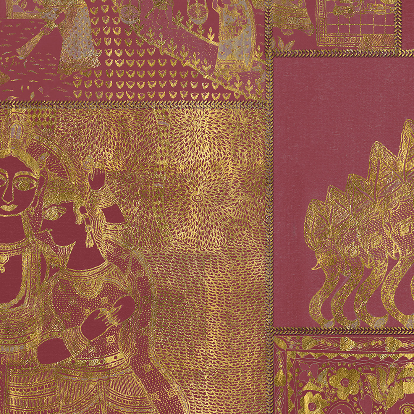 Geet Madhubani Wallpaper Velvet Red Color | Life n Colors