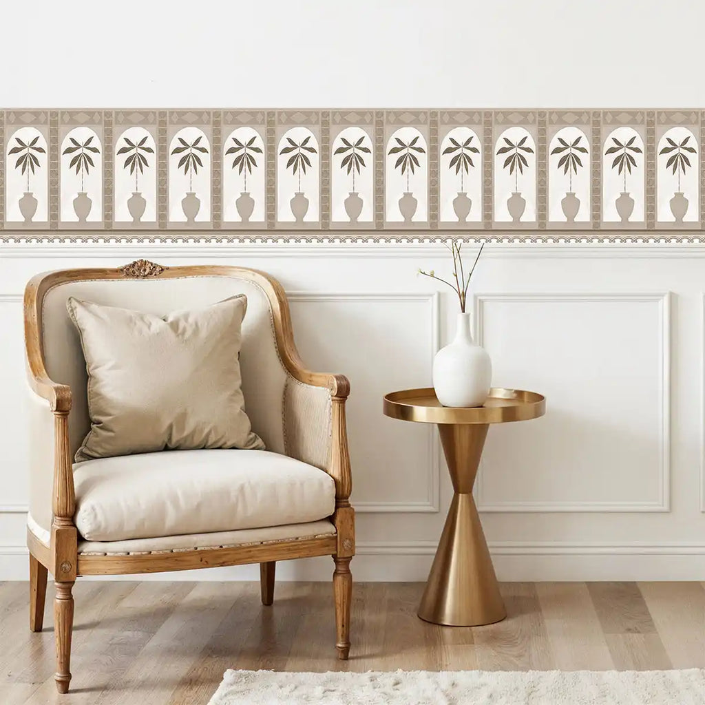 Monsoon Arches Sepia Decorative Wallpaper Border | Life n Colors