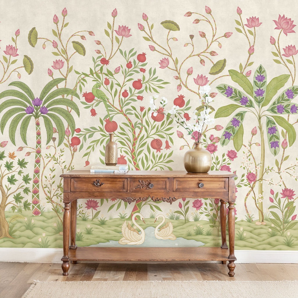 The Royal Bagh Cream Traditional Indian Heritage Customised Wallpaper ...