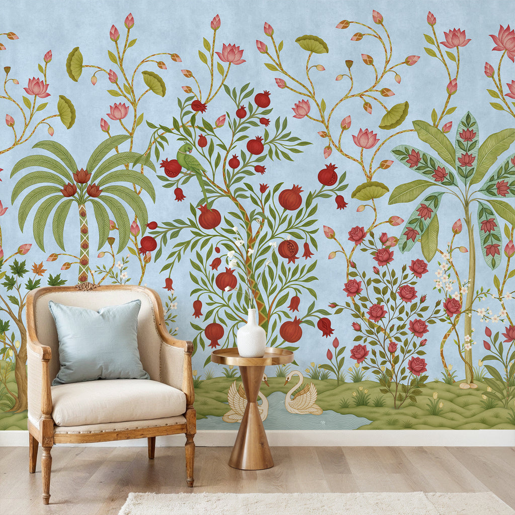 The Royal Bagh Blue Traditional Indian Heritage Customised Wallpaper ...