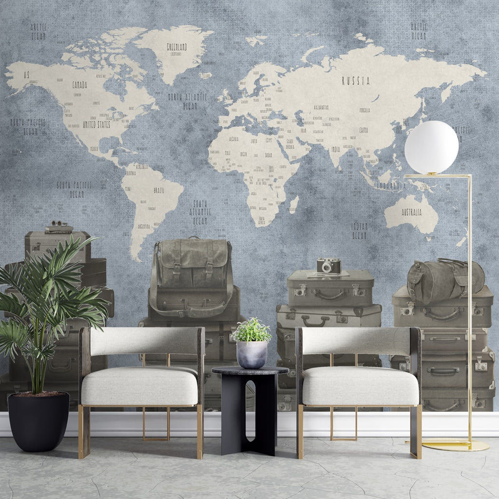 Blue Travel World Map Wallpaper | Life n Colors
