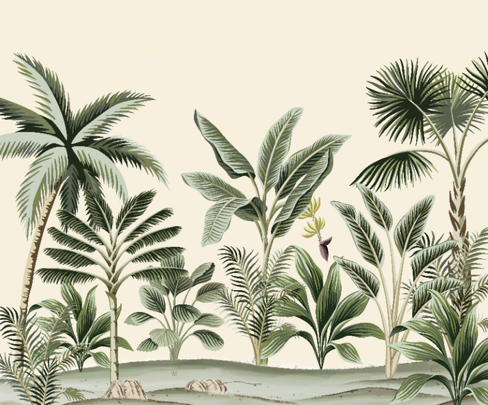 Light Green Trees in Tropical Room Wallpaper | Life n Colors