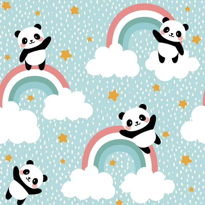 Cute Panda on Rainbow, Kids Room Wallpaper | lifencolors – Life n Colors
