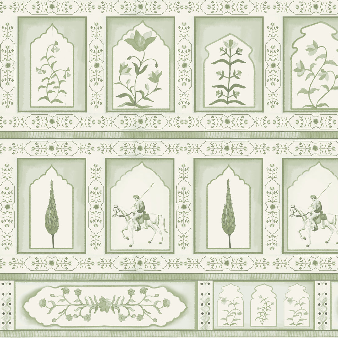 Rajmahal Indian Room Wallpaper Design Light Green | Life n Colors