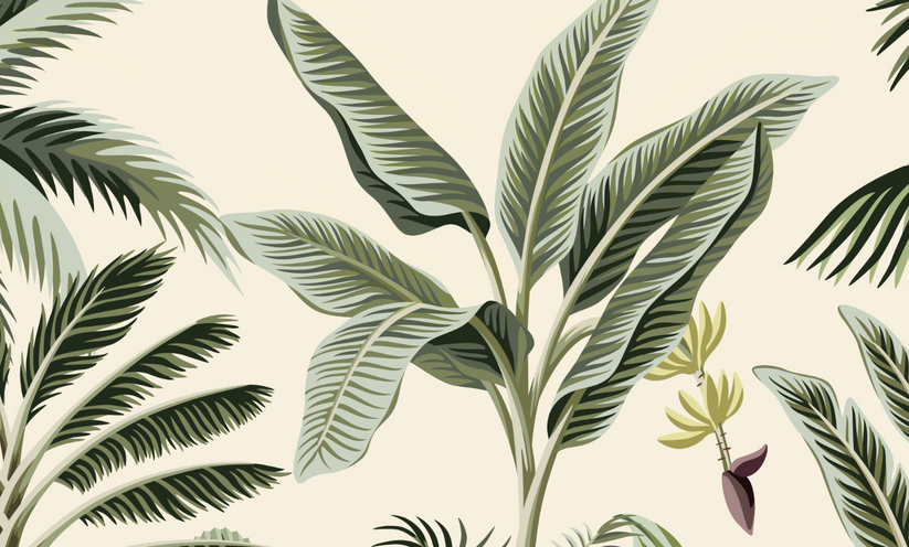 Light Green Trees in Tropical Room Wallpaper | Life n Colors