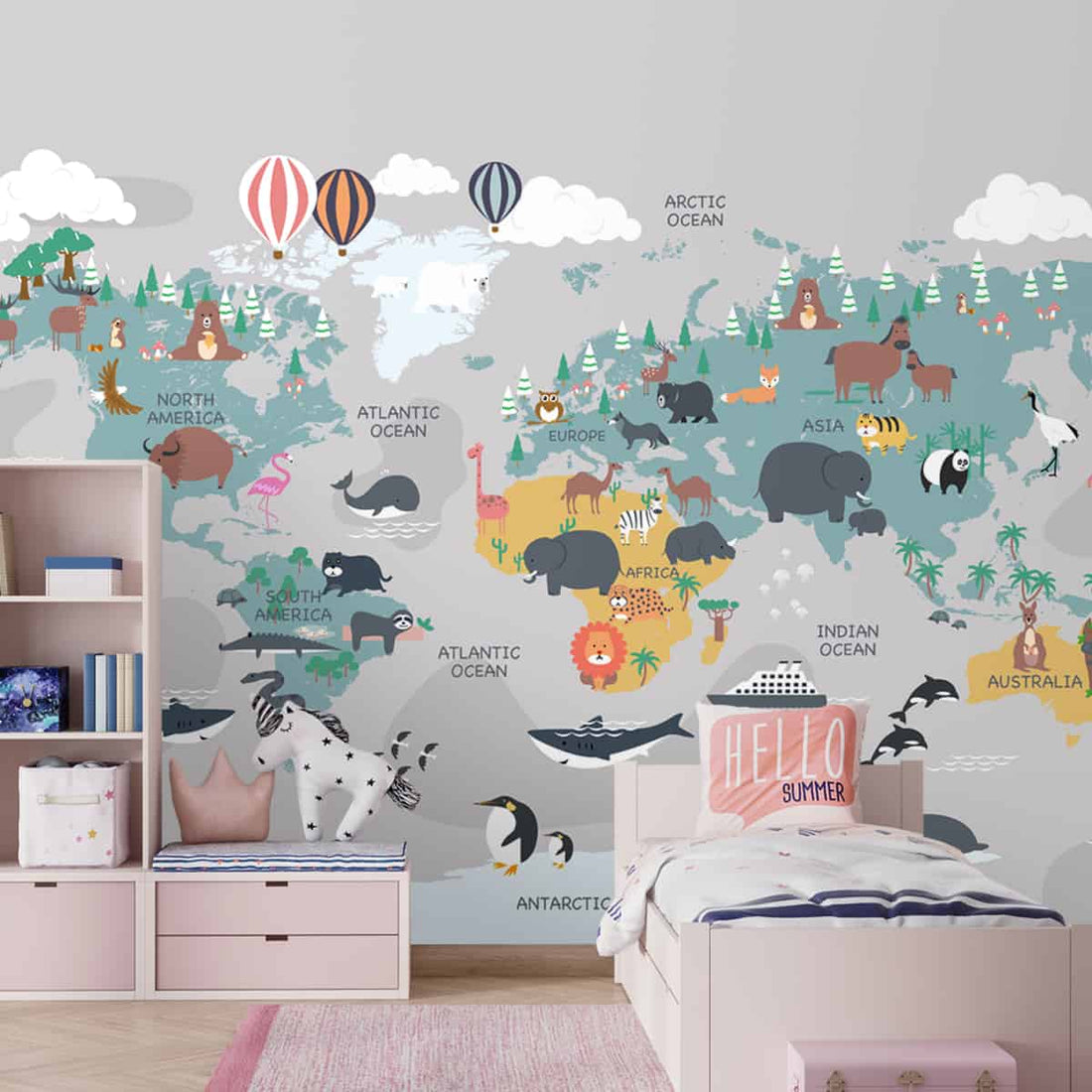 Cute World Map for Children Bedrooms, Customised | Life n Colors