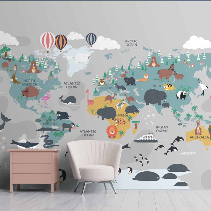 Cute World Map for Children Bedrooms, Customised | Life n Colors