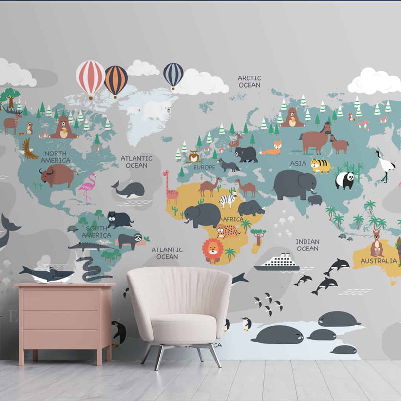 Cute World Map for Children Bedrooms, Customised | Life n Colors