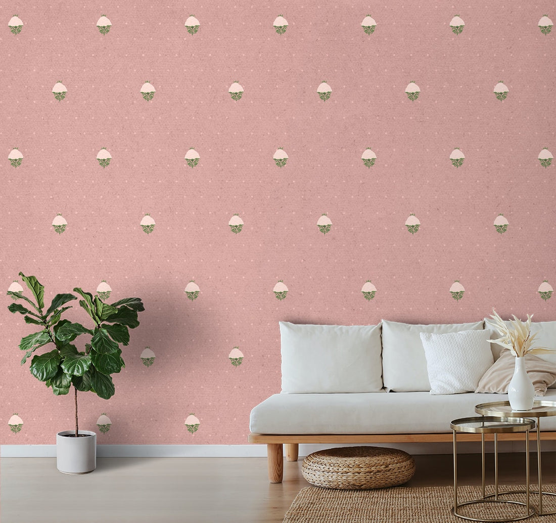 Rani, Indian Floral Pattern Wallpaper, Pink | lifencolors – Life n Colors