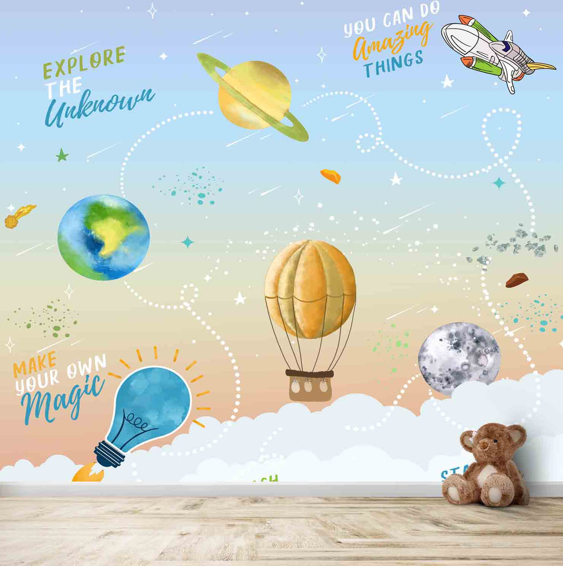 Space Theme with Motivational Quotes Kids Wallpaper, Customised | Life ...