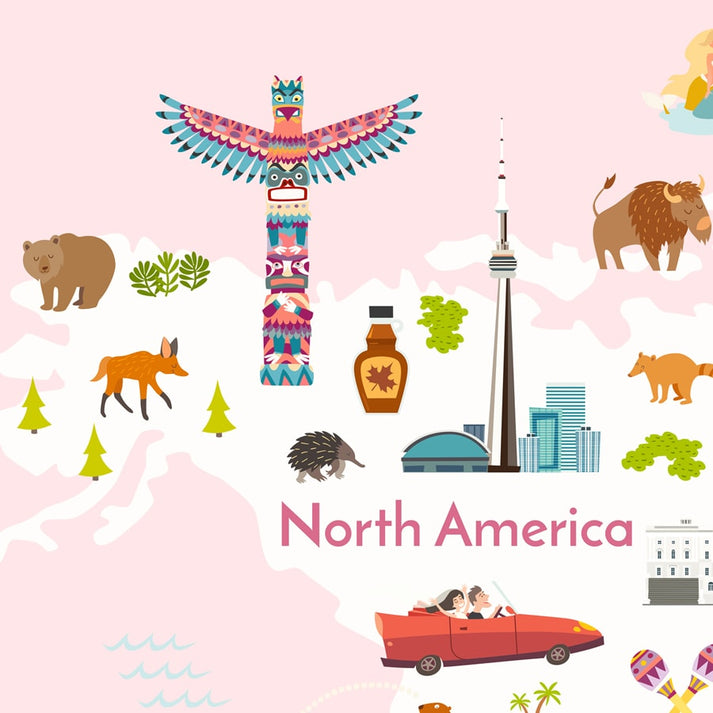 Pink Girls Room World Map Wallpaper | Life n Colors