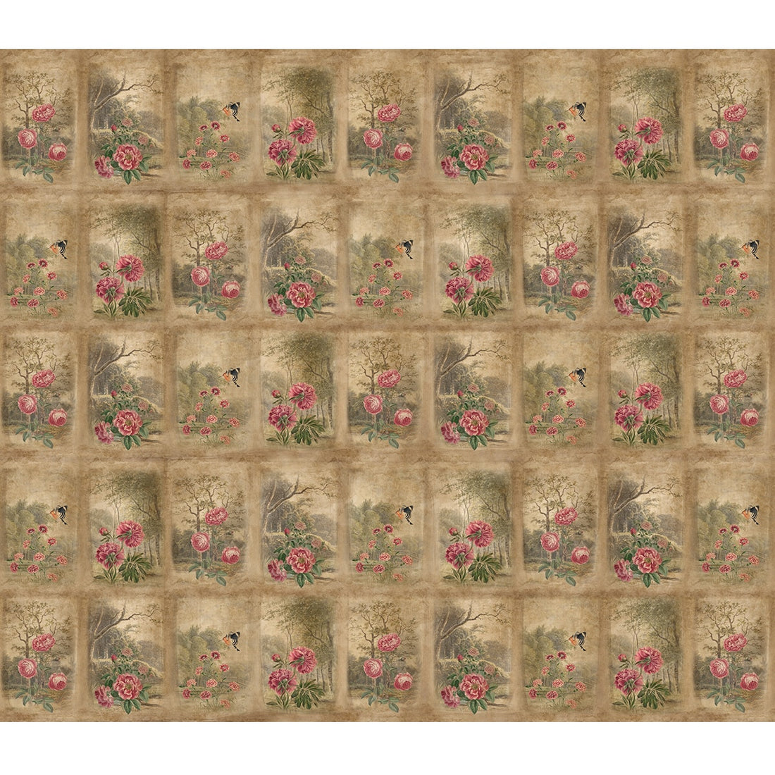 Vatika Vintage Floral Theme Wallpaper | Life n Colors | Brown