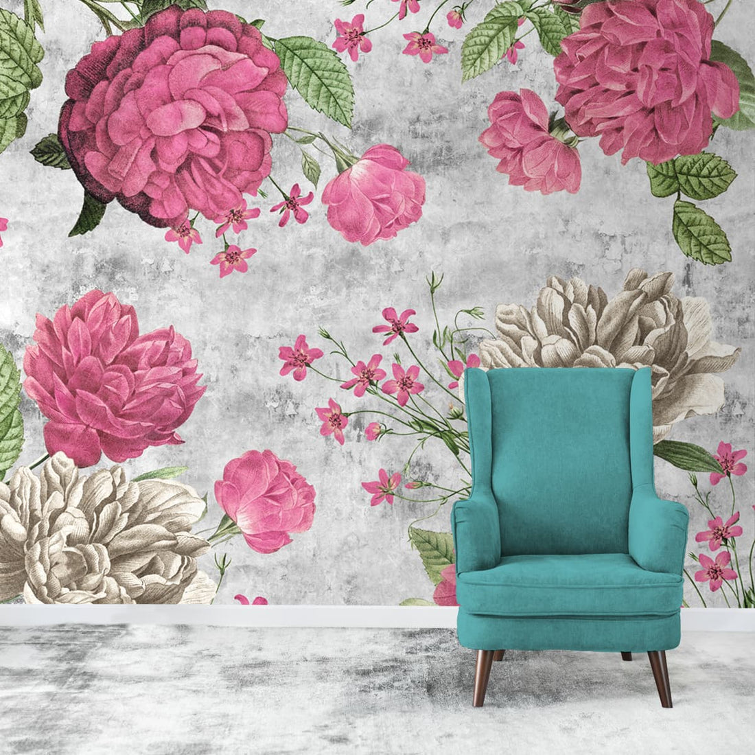 Pink Large Floral Print Wallpaper for Rooms | lifencolors – Life n Colors