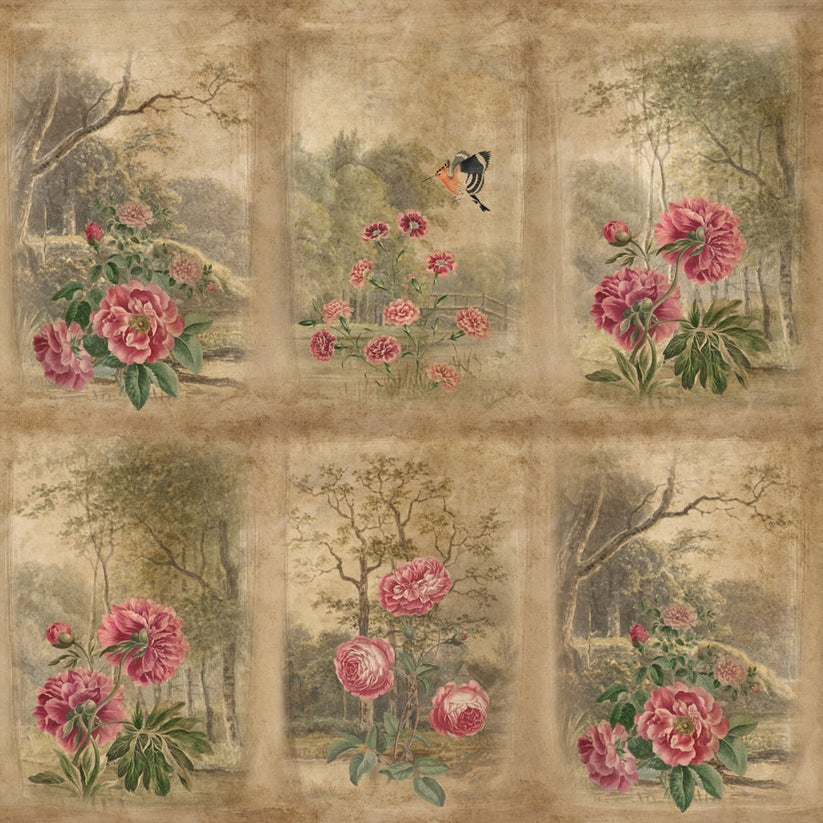 Vatika Vintage Floral Theme Wallpaper | Life n Colors | Brown