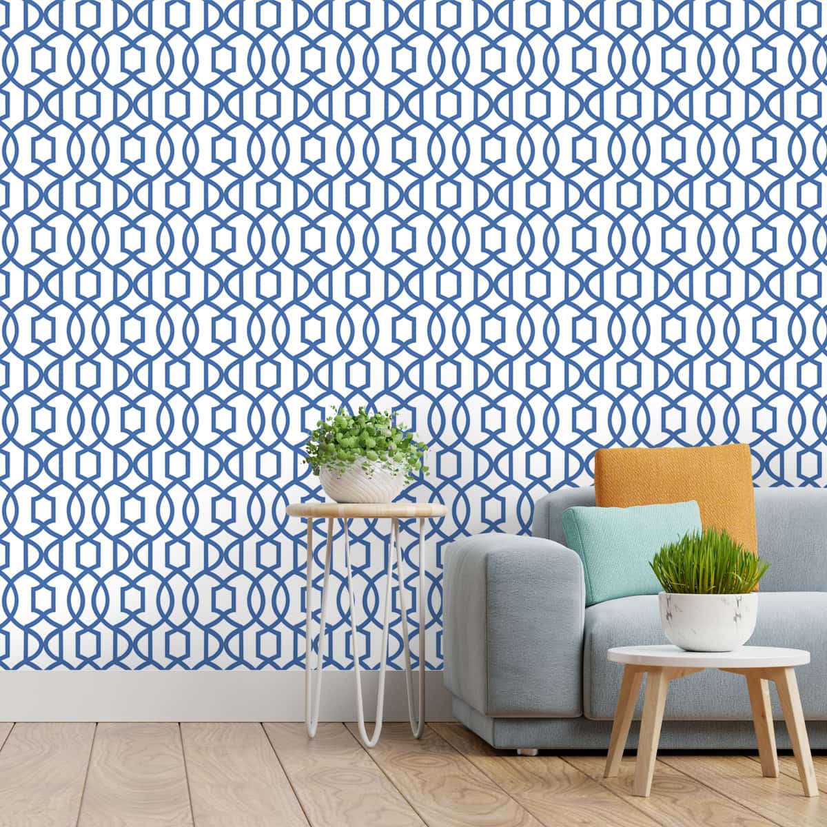 Elegant Blue Geometric Design Wallpaper, Customised for Homes – Life n ...