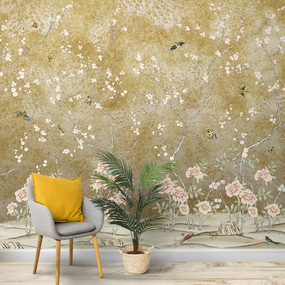 Chinoiserie Pattern Wallpaper, Customised Room Walls | Life n Colors
