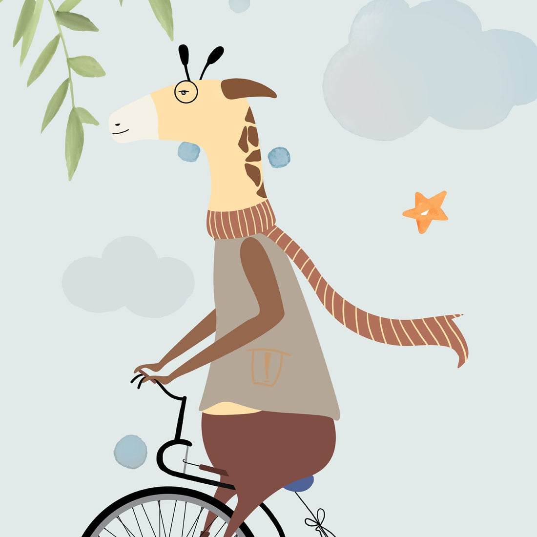 Giraffe Cycling on a Rope, Animal Theme for Kids Room | Life n Colors