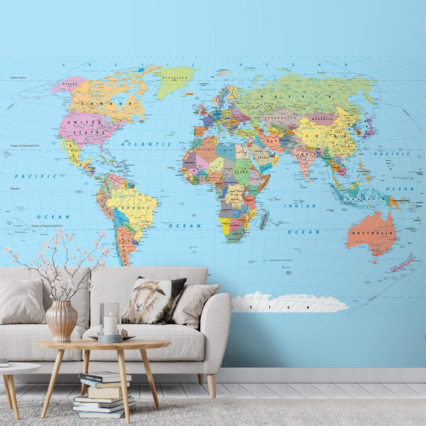 Buy High-Quality Political World Map Wallpaper for Walls Online – Life ...