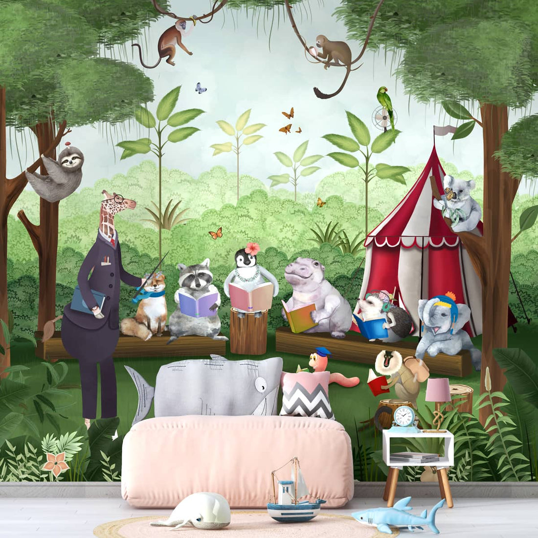 Jungle Class Room with Animals Wallpaper | Life n Colors
