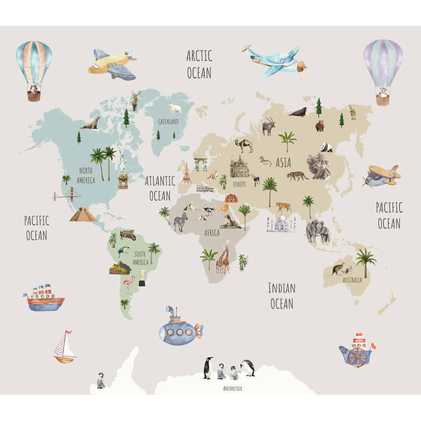 Custom Pretty World Map Kids Wallpaper | Life n Colors