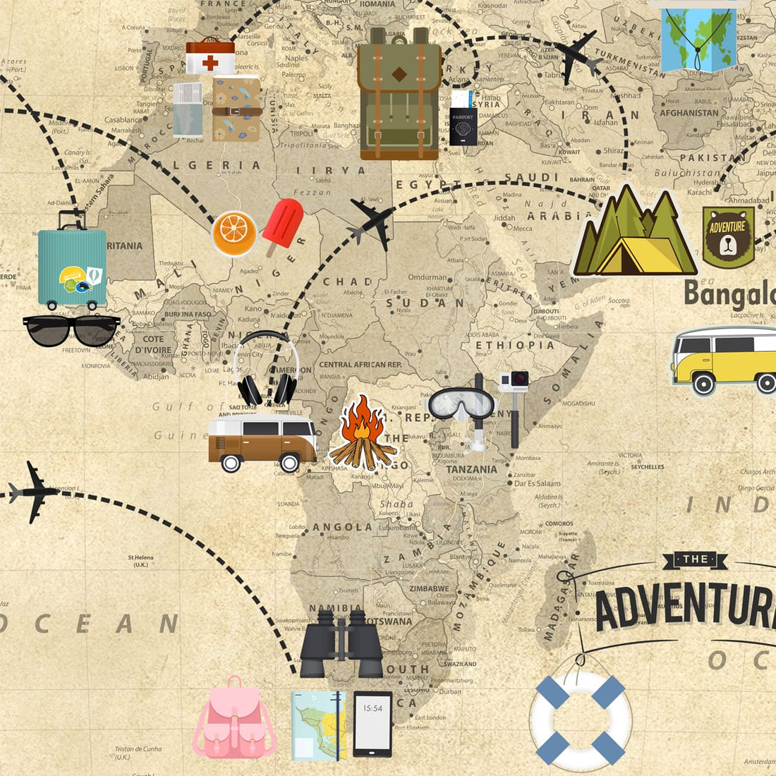 Travel Theme World Map for Kids Rooms | Life n Colors